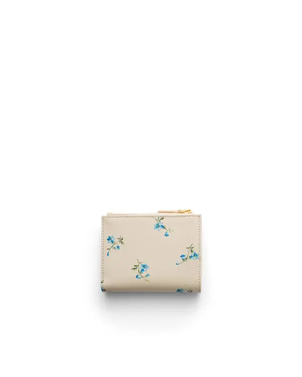 Prada Small Printed Saffiano Leather Wallet - Neutral