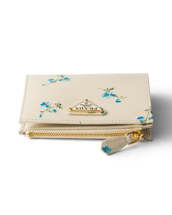 Prada Small Printed Saffiano Leather Wallet - Neutral