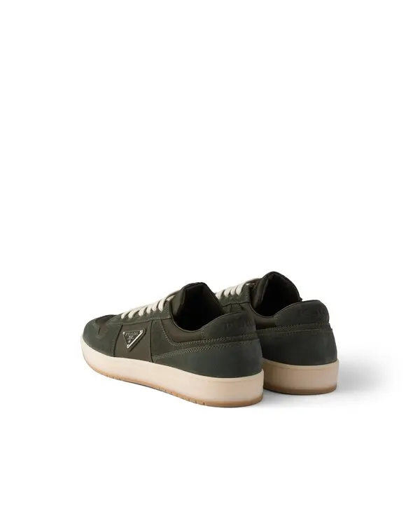 Prada Downtown Re-nylon And Suede Sneakers - Green