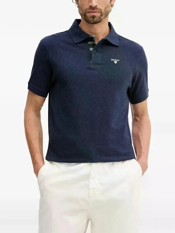 Barbour Tartan Pique Buttoned Logo Polo Shirt