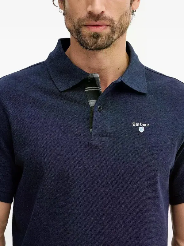 Barbour Tartan Pique Buttoned Logo Polo Shirt