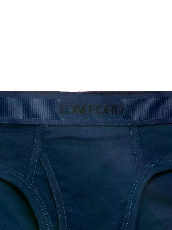 TOM FORD Logo-waistband Jersey Briefs - Blue