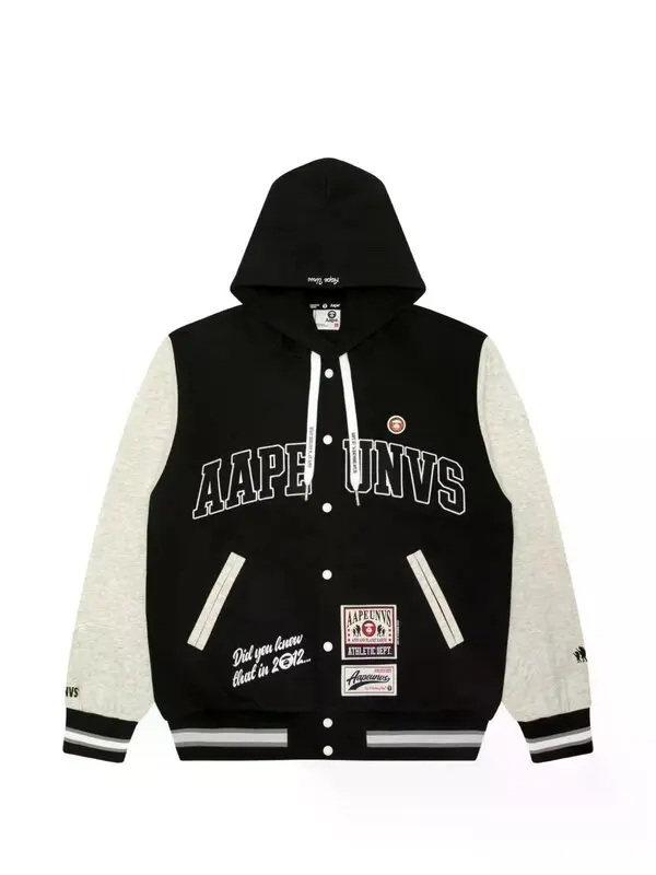 AAPE BY *A BATHING APE Moonface Hooded Baseball Jacket - Black