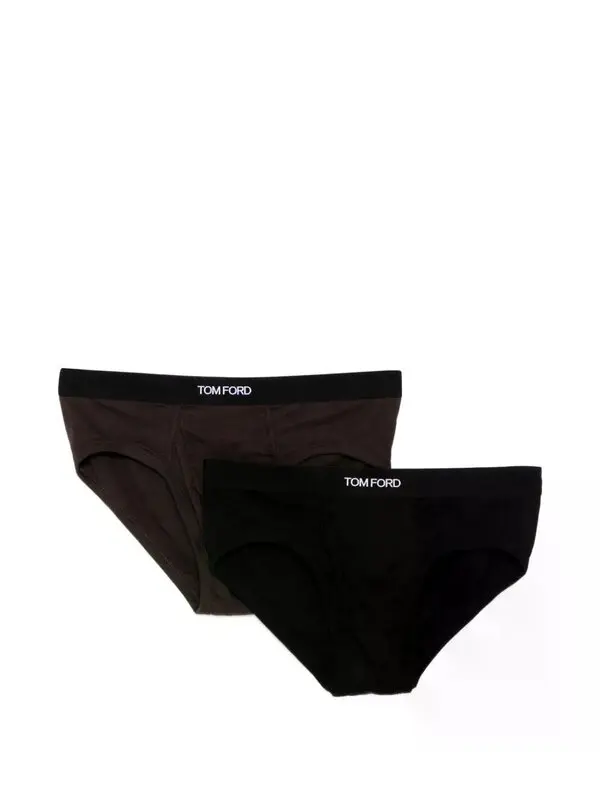 TOM FORD Logo-waistband Jersey Briefs - Brown