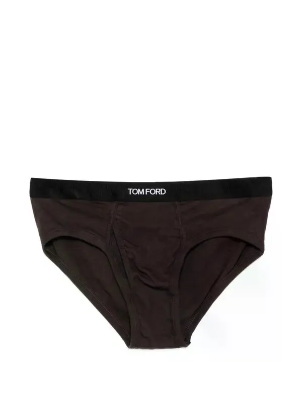 TOM FORD Logo-waistband Jersey Briefs - Brown