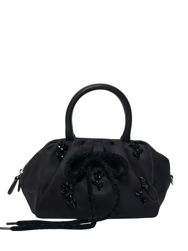 Simone Rocha Beaded-bow Gathered Shoulder Bag - Black