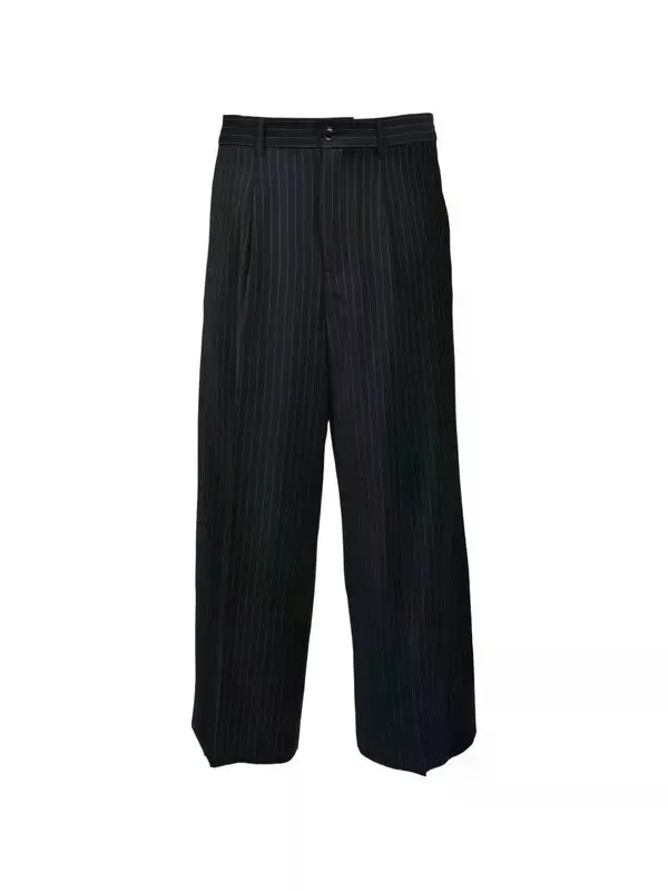 BREATH Tuck Wide Pinstripe Pleated Trousers - Blue