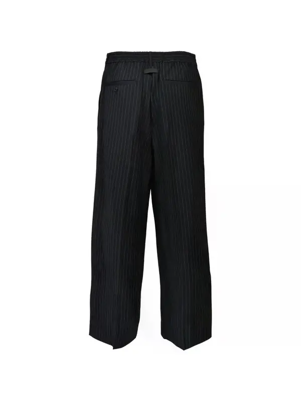 BREATH Tuck Wide Pinstripe Pleated Trousers - Blue