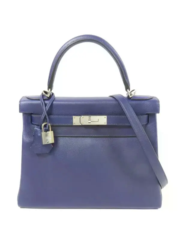 Hermès Kelly 28 Retourne Leather Shoulder Bag - Blue