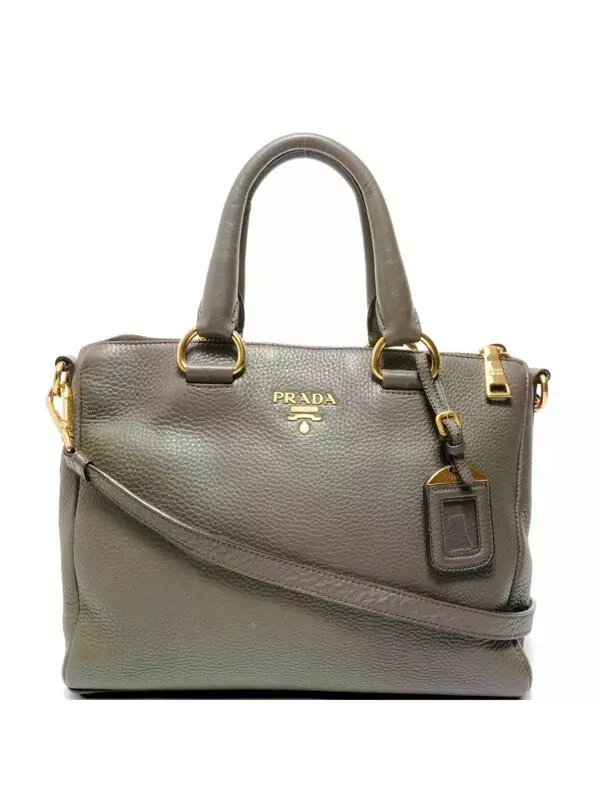 Prada 2000-2010s Pebbled Leather Shoulder Bag - Grey