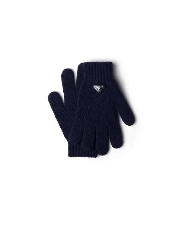 Prada Wool And Cashmere Gloves - Navy