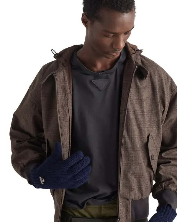 Prada Wool And Cashmere Gloves - Navy