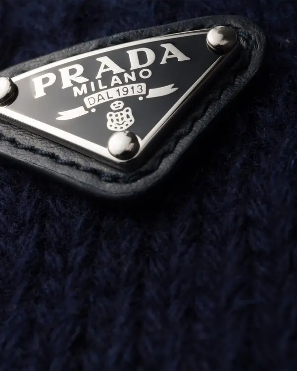 Prada Wool And Cashmere Gloves - Navy