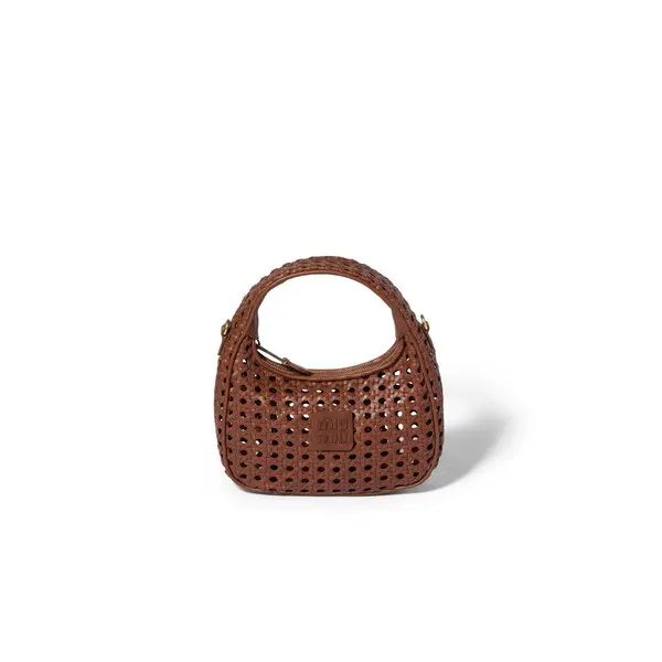 Miu Miu Wander Woven Leather Bag - Oak