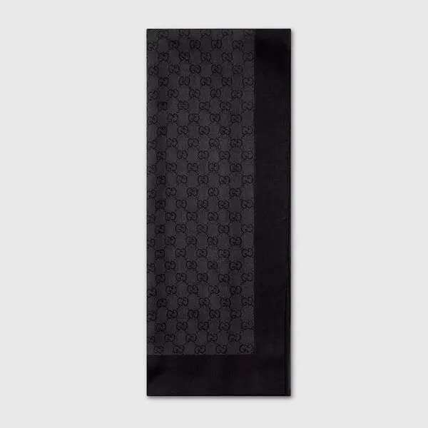 Gucci Printed Silk Chiffon Stole - Black