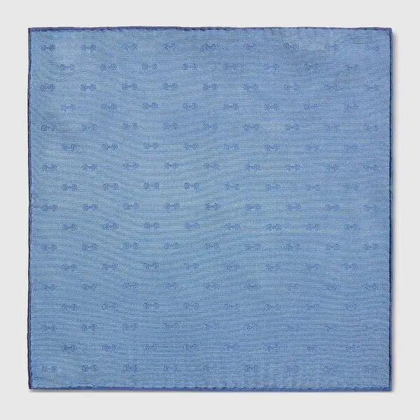 Gucci Horsebit Silk Jacquard Pocket Square - Blue