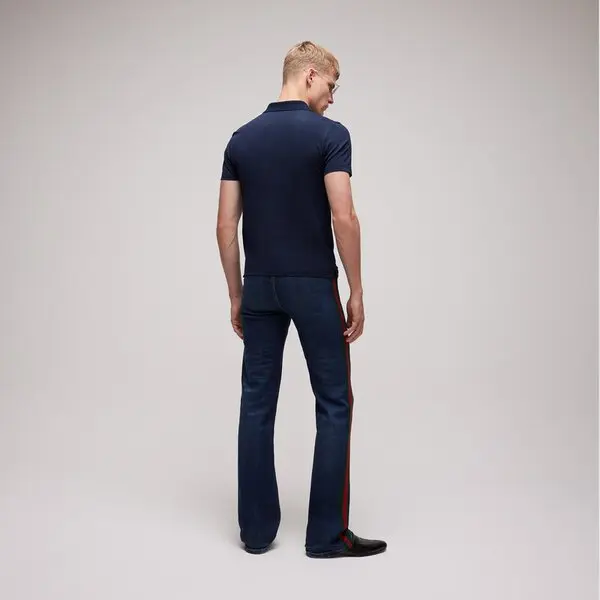 Gucci Cotton Jersey Polo Shirt With Web - Blue