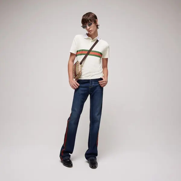 Gucci Cotton Jersey Polo Shirt With Web