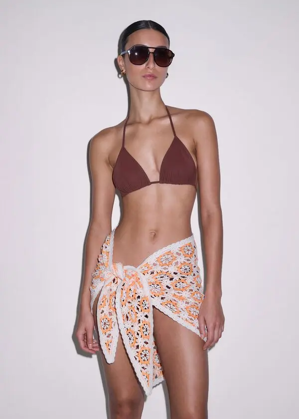 ME+EM Floral Crochet Beach Triangle Scarf Sunny -multi