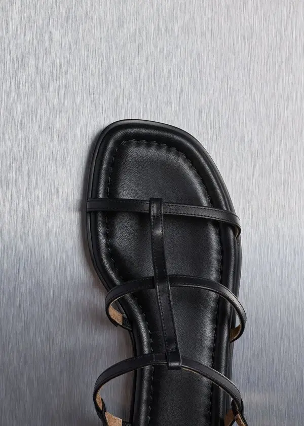 ME+EM Caged Flat Sandal - Black