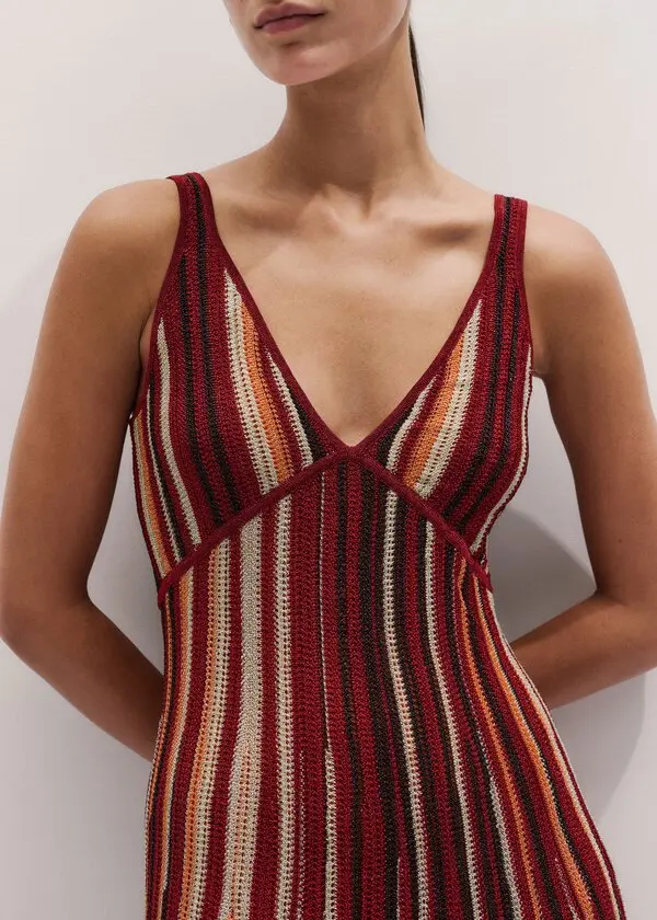 ME+EM Metallic Textured Stripe Knit Maxi Dress