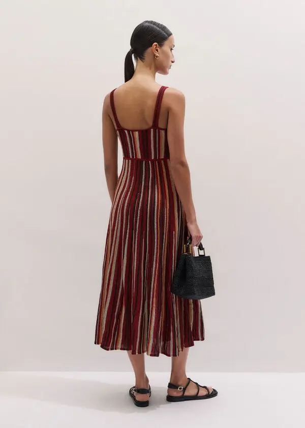 ME+EM Metallic Textured Stripe Knit Maxi Dress