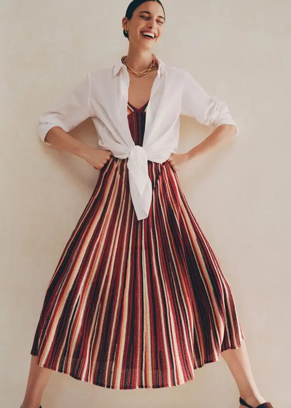 ME+EM Metallic Textured Stripe Knit Maxi Dress