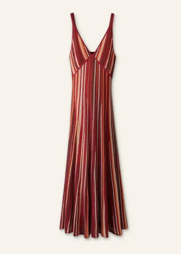 ME+EM Metallic Textured Stripe Knit Maxi Dress