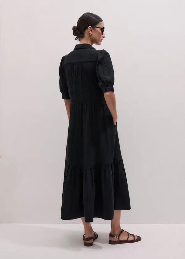 ME+EM Cheesecloth Midi Shirt Dress With Belt