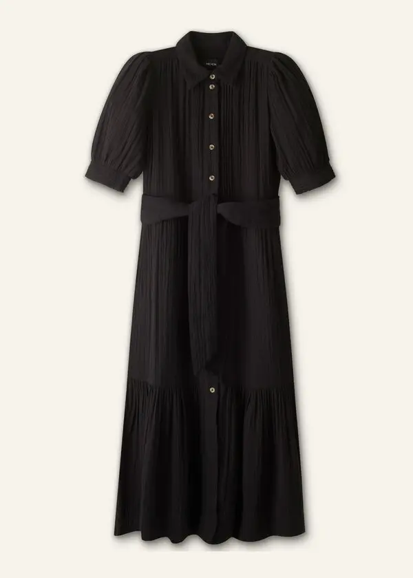 ME+EM Cheesecloth Midi Shirt Dress With Belt