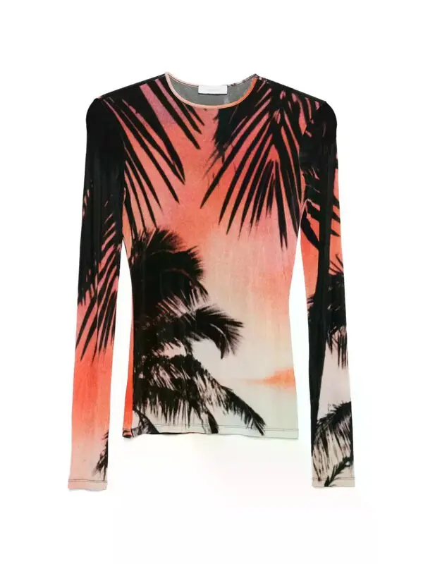 Rabanne Palm Print T-shirt - Orange