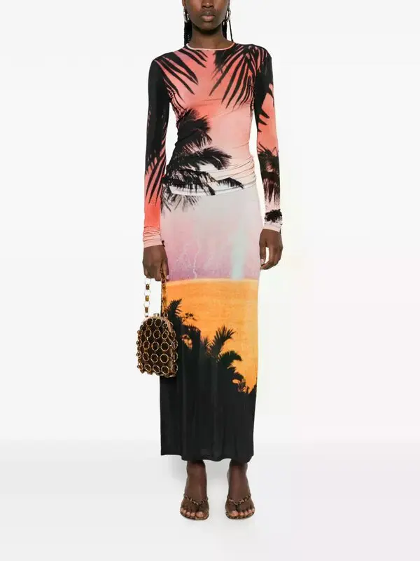 Rabanne Palm Print T-shirt - Orange