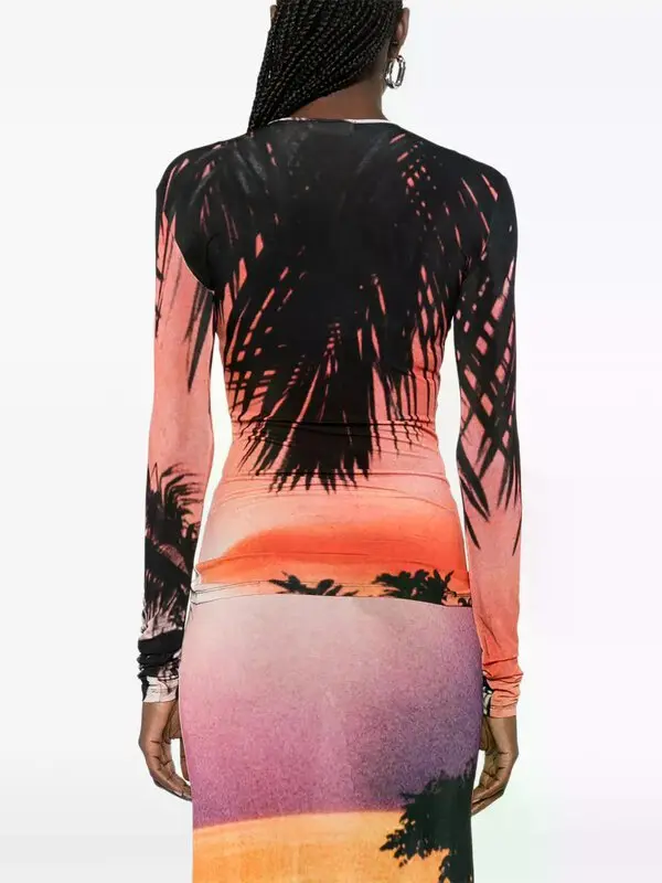 Rabanne Palm Print T-shirt - Orange
