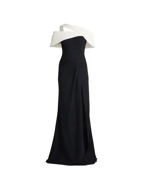 Tadashi Shoji Pleated Split Maxi Dress - Black