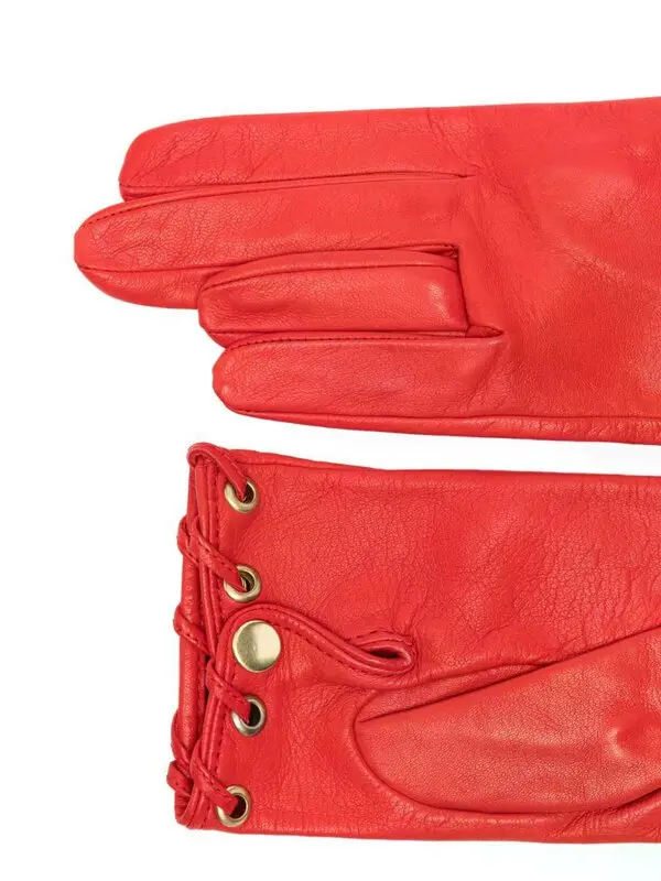 MANOKHI Lace-detail Leather Gloves