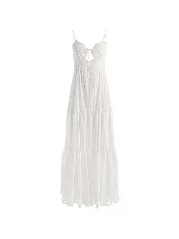 Alice + Olivia Nicky Paisley-embroidered Maxi Dress - White