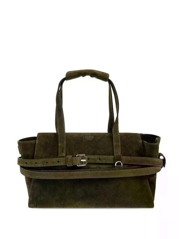 Moschino Suede Leather Tote Bag - Green