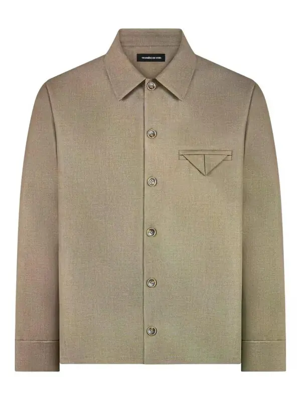 Manière De Voir Leo Hatched Tailored Long Sleeve Overshirt - Green