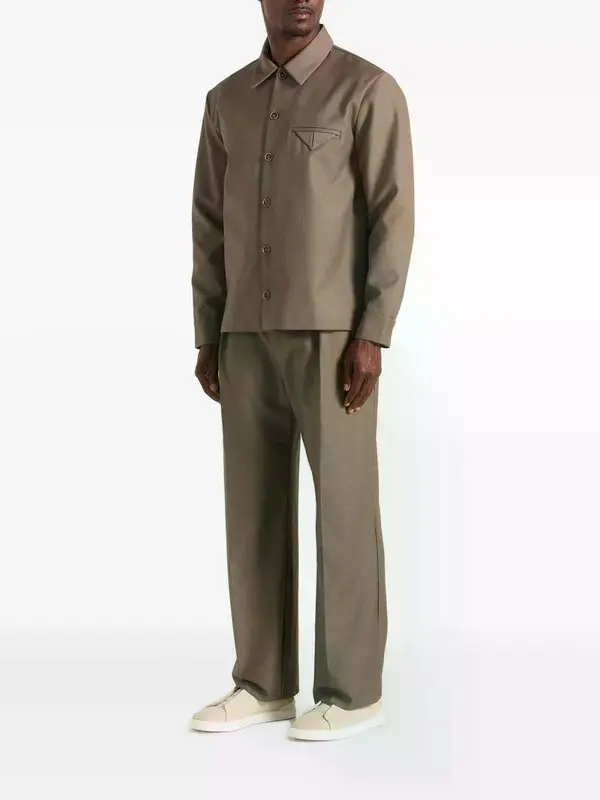 Manière De Voir Leo Hatched Tailored Long Sleeve Overshirt - Green