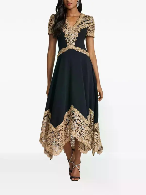 Tadashi Shoji Sequin-embellished Floral-lace Midi Dress - Black |  Editorialist