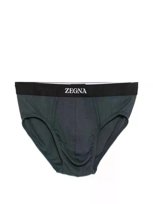 Zegna Logo-waistband Ribbed Briefs - Green