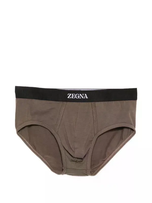 Zegna Logo-waistband Briefs - Brown