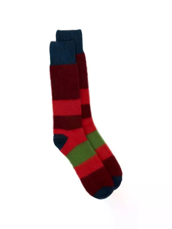 Zegna Striped Mid-calf Socks - Red