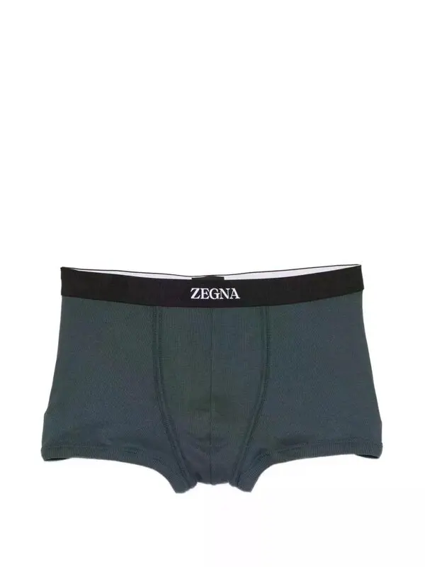 Zegna Logo-waistband Trunks - Green