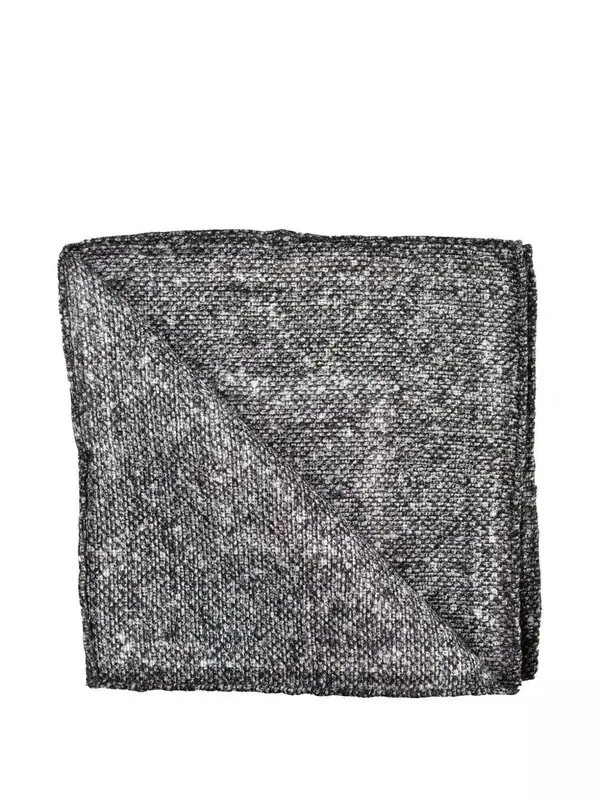 Brunello Cucinelli Marl-effect Border-print Handkerchief - Grey