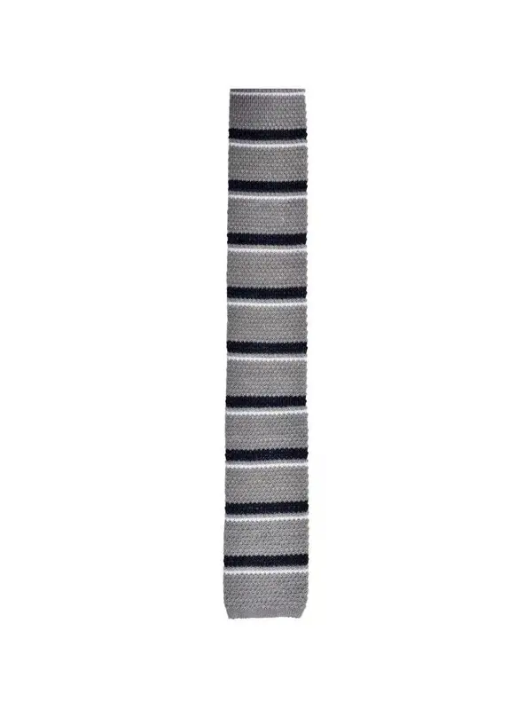 Brunello Cucinelli Striped Knitted Tie - Grey