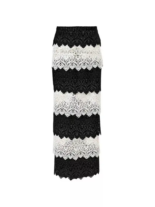 Carolina Herrera Striped Lace Maxi Skirt - Black