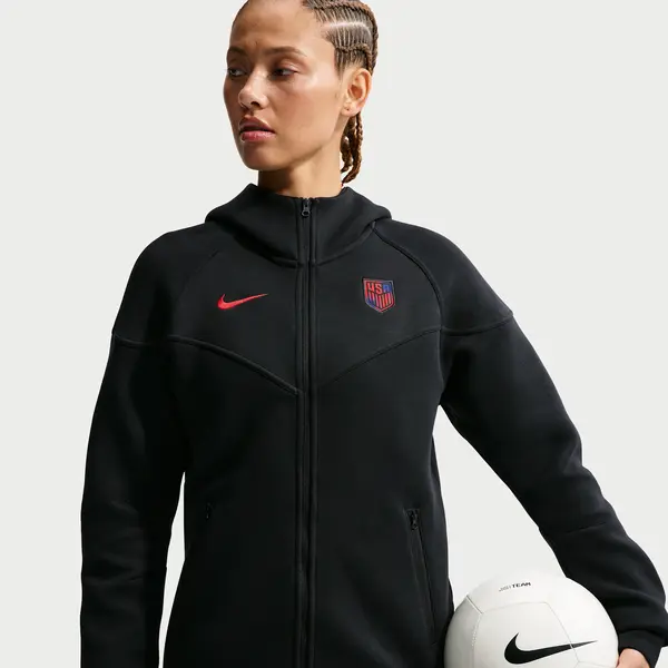 Nike Usmnt Tech Fleece Windrunner Soccer Full-zip Hoodie - Black