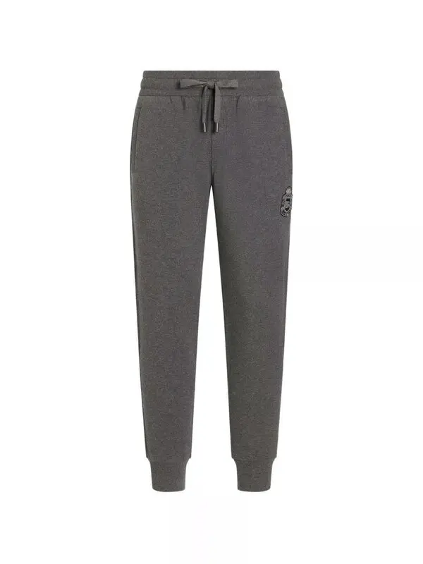 Dolce & Gabbana Jersey Trousers With Heraldic Patch - Grey
