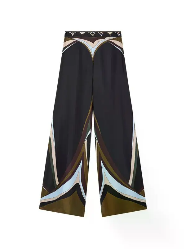 Emilio Pucci Fari-print Silk Palazzo Pants - Black
